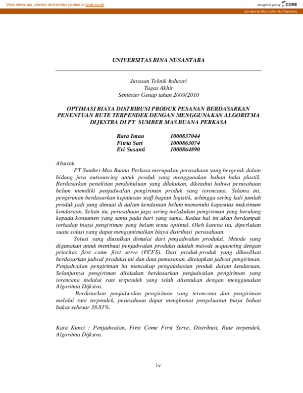 (PDF) Optimasi Biaya Distribusi Produk Pesanan Berdasarkan Penentuan ... (PDF) Optimasi Biaya Distribusi Produk Pesanan Berdasarkan Penentuan ...