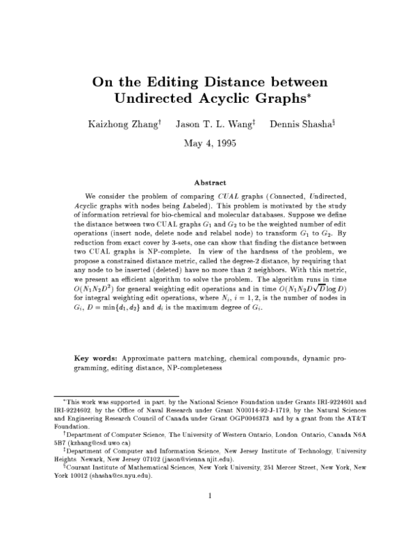 (PDF) On the Editing Distance Between Undirected Acyclic Graphs