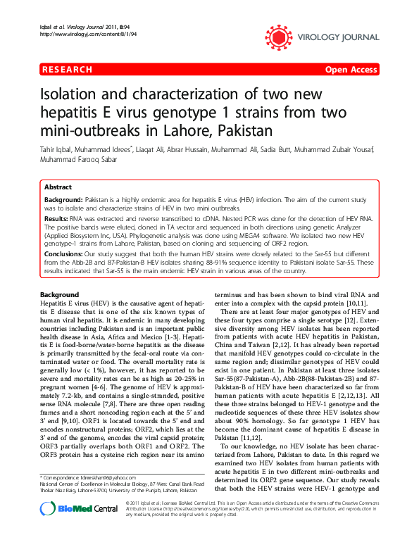 (PDF) Isolation and characterization of two new hepatitis E virus ...