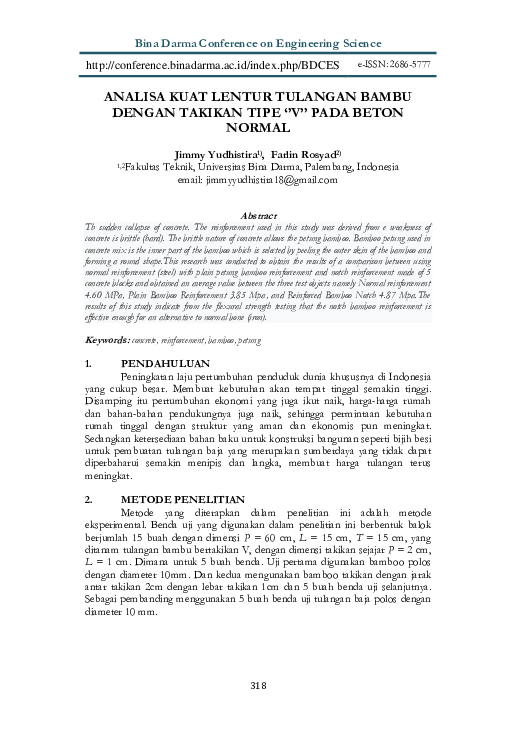 (PDF) Analisa Kuat Lentur Tulangan Bambu Dengan Takikan Tipe ‘’V’’ Pada ...