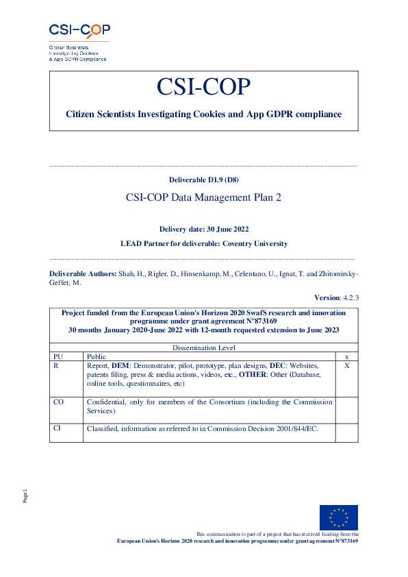 (PDF) CSI-COP Data Management Plan 2