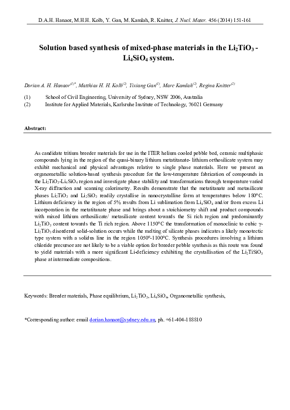 (PDF) Solution based synthesis of mixed-phase materials in the Li2TiO3 ...