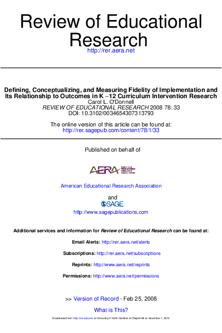 Pdf Defining Conceptualizing And Measuring Fidelity Of Implementation And Its Relationship