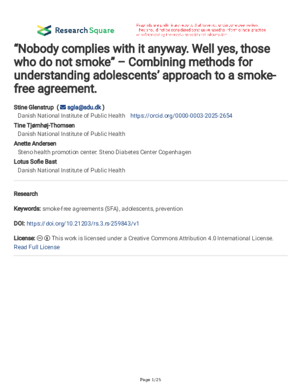 (PDF) “Nobody complies with it anyway. Well yes, those who do not smoke ...