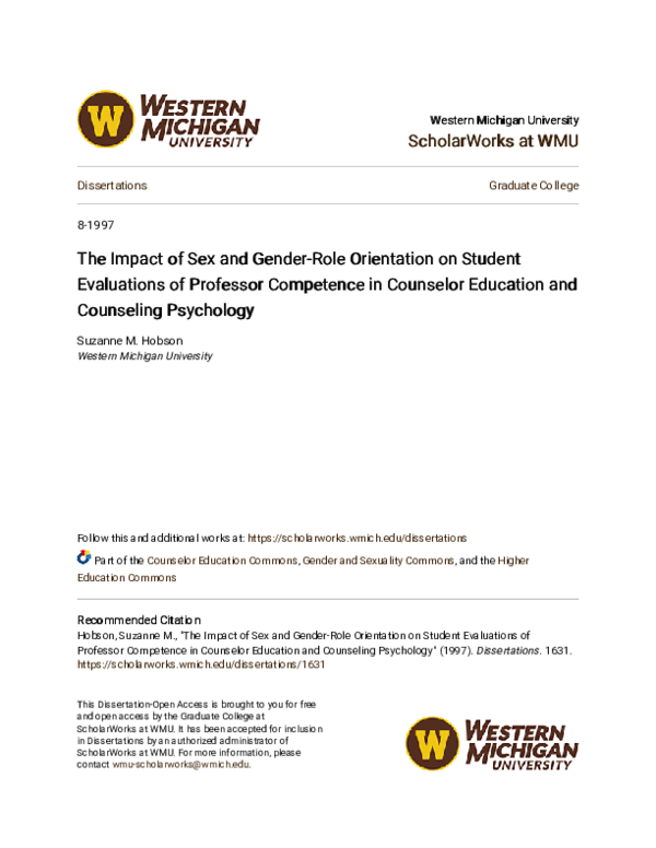 (PDF) The Impact of Sex and Gender-Role Orientation on Student ...