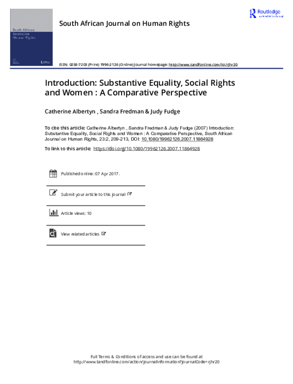 (PDF) Introduction: Substantive Equality, Social Rights and Women : A ...