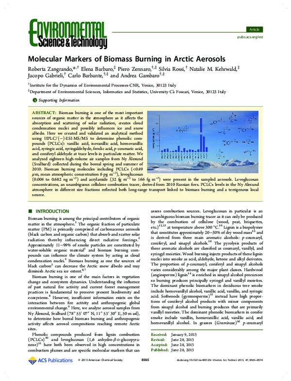 (PDF) Molecular Markers of Biomass Burning in Arctic Aerosols | Jacopo GABRIELI - Academia.edu
