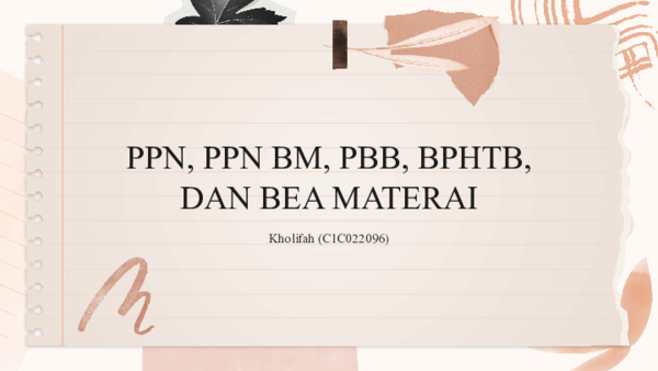 (PPT) PPN, PPn BM, PBB, BPHTB, DAN BEA MATERAI