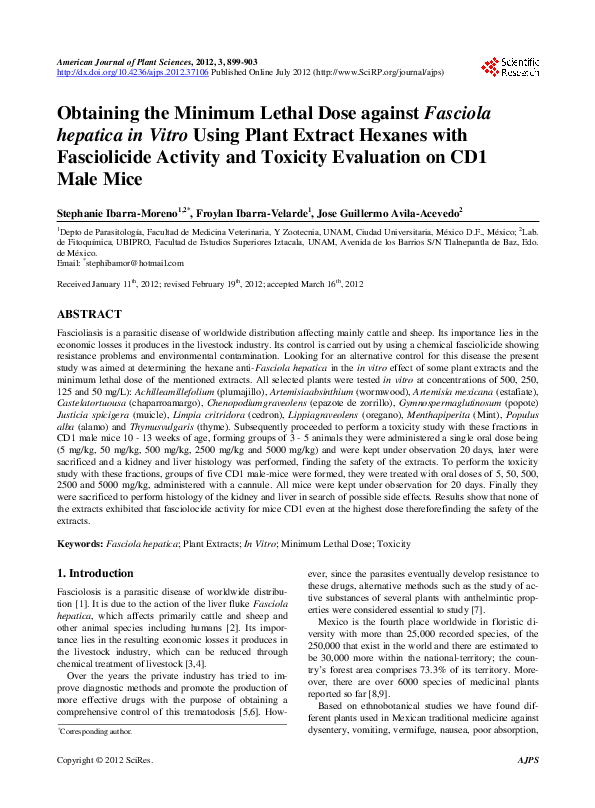 (PDF) Obtaining the Minimum Lethal Dose against Fasciola hepatica in ...