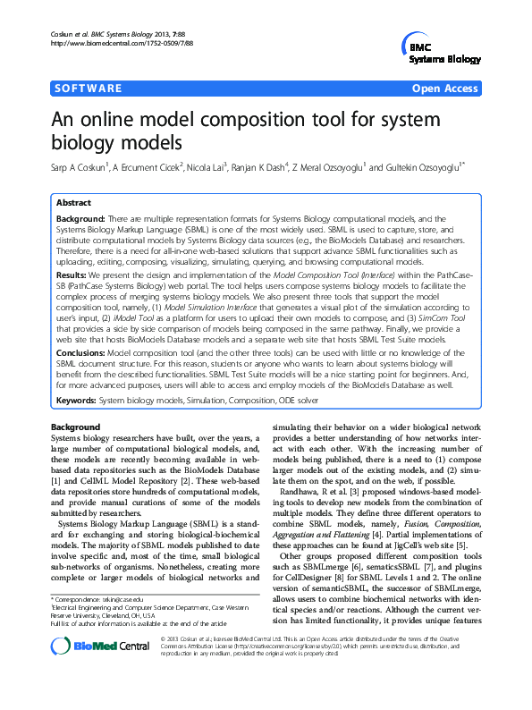 (PDF) An online model composition tool for system biology models