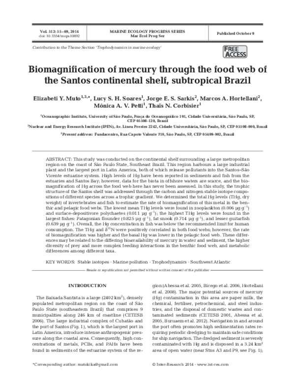 (PDF) Biomagnification of mercury through the food web of the Santos ...