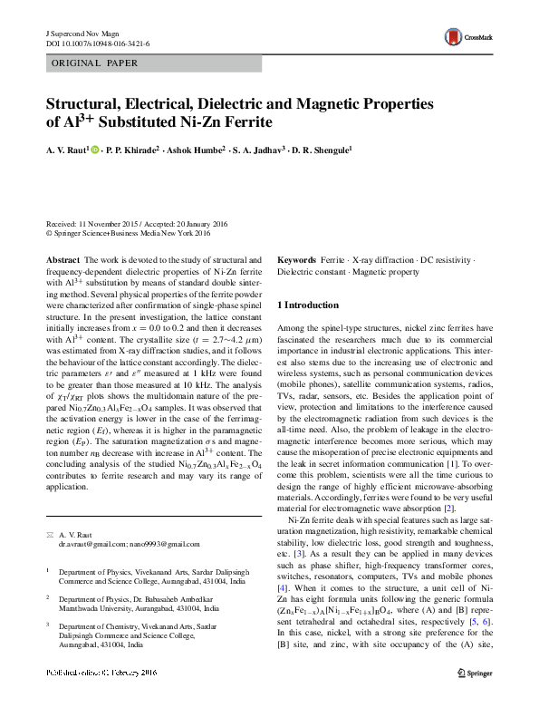 (PDF) Structural, electrical, dielectric and magnetic properties of Gd-Sn substituted Sr ...