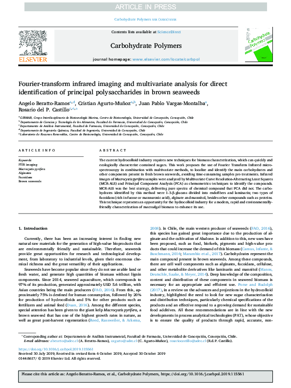 Pdf Fourier Transform Infrared Imaging And Multivariate Analysis For Direct Identification Of