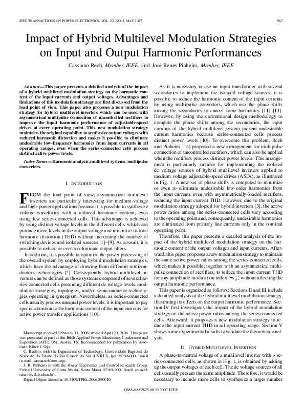 (PDF) Impact of Hybrid Multilevel Modulation Strategies on Input and Output Harmonic ...