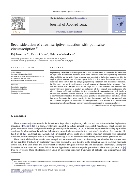 (PDF) Reconsideration of circumscriptive induction with pointwise circumscription