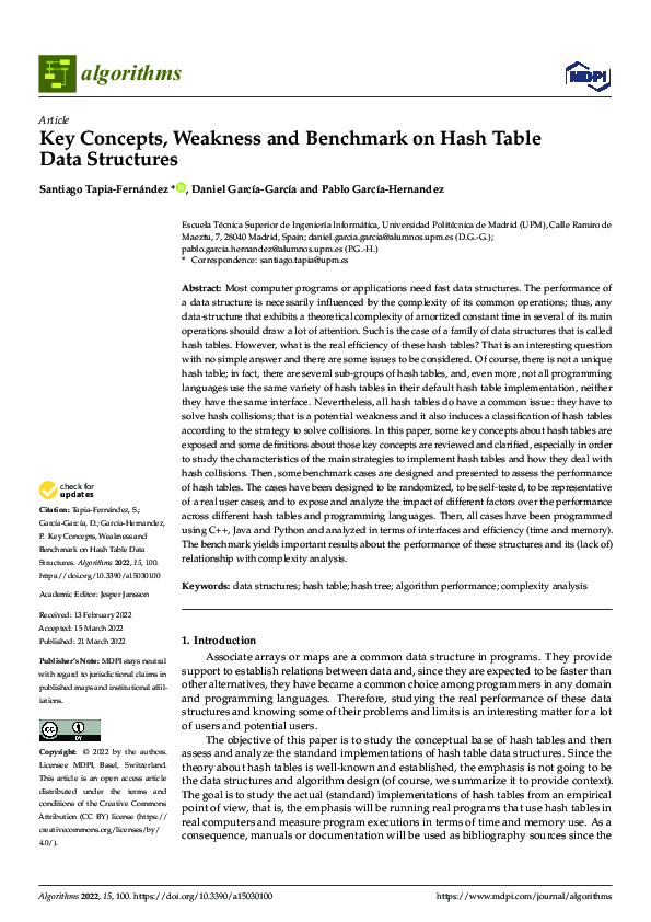 Pdf Key Concepts Weakness And Benchmark On Hash Table Data Structures