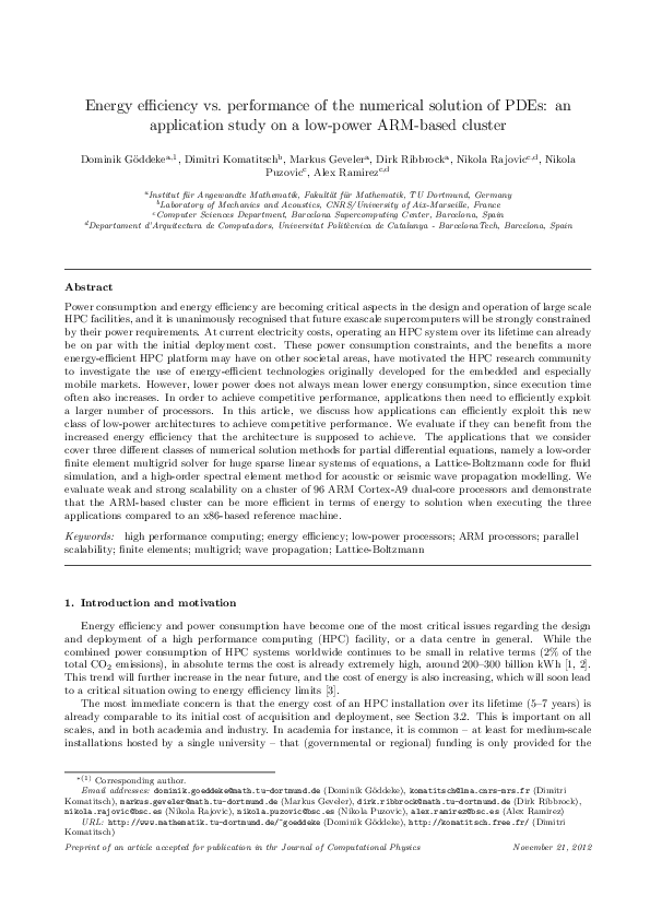 (PDF) Energy efficiency vs. performance of the numerical solution of ...