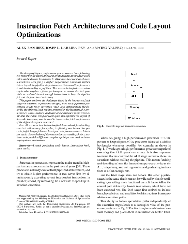Pdf Optimizing Instruction Fetch In Processors