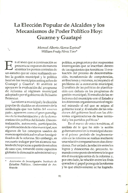(PDF) La elección popular de alcaldes y los mecanismos de poder ...