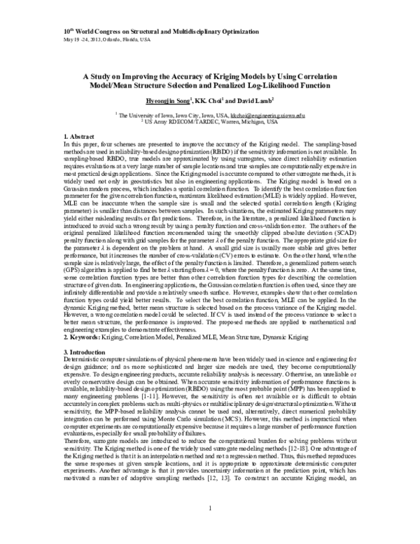 (PDF) A Study on Improving the Accuracy of Kriging Models by Using Correlation Model / Mean ...