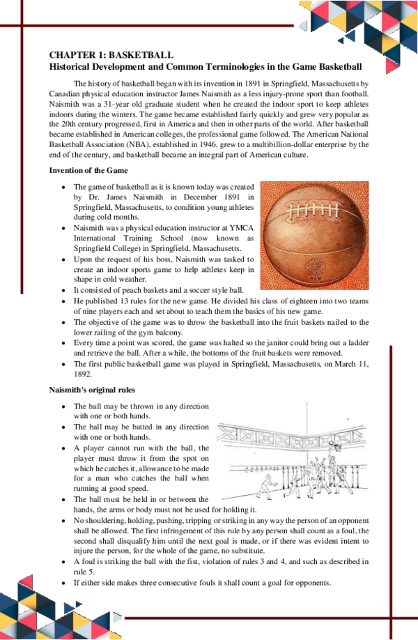 (PDF) CHAPTER 1: BASKETBALL Historical Development and Common ...