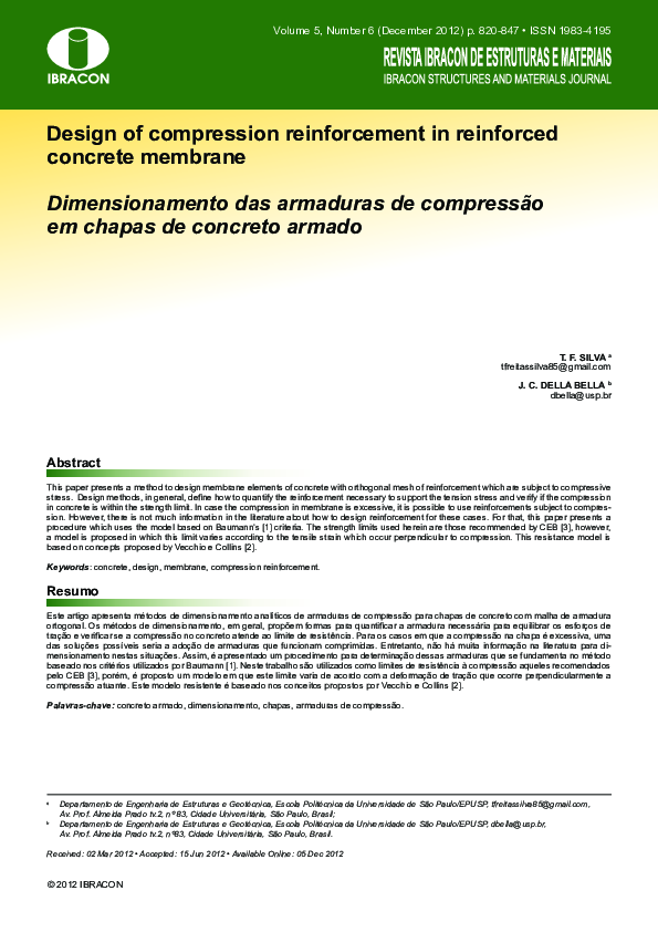 (PDF) Design of compression reinforcement in reinforced concrete membrane