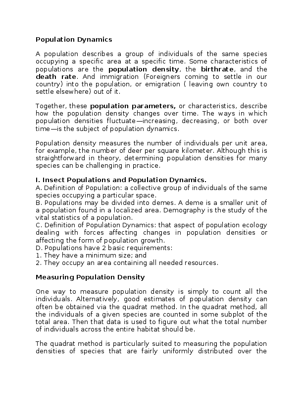 (DOC) Insect Populations and Population Dynamics