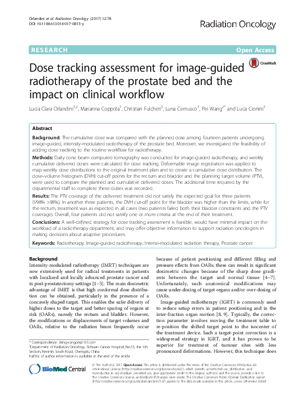 (PDF) Dose tracking assessment for image-guided radiotherapy of the ...