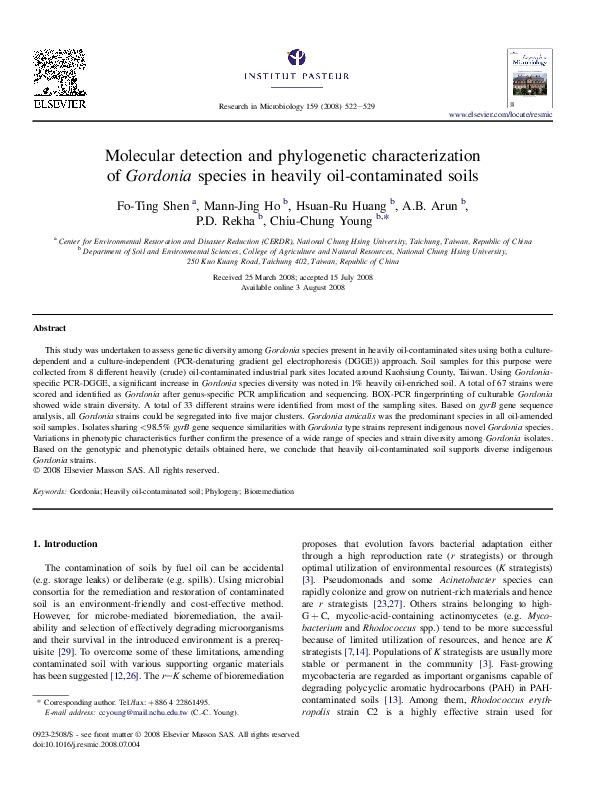 (PDF) Molecular detection and phylogenetic characterization of Gordonia ...