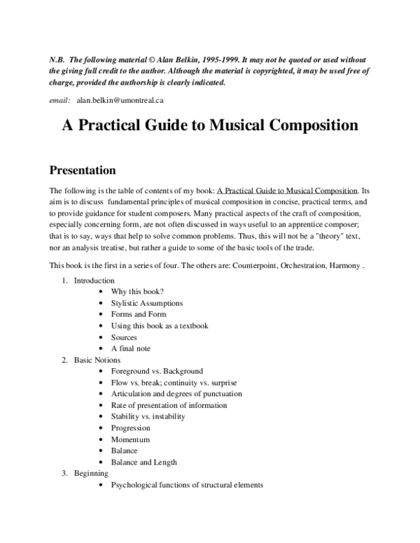 (PDF) A Practical Guide to Musical Composition