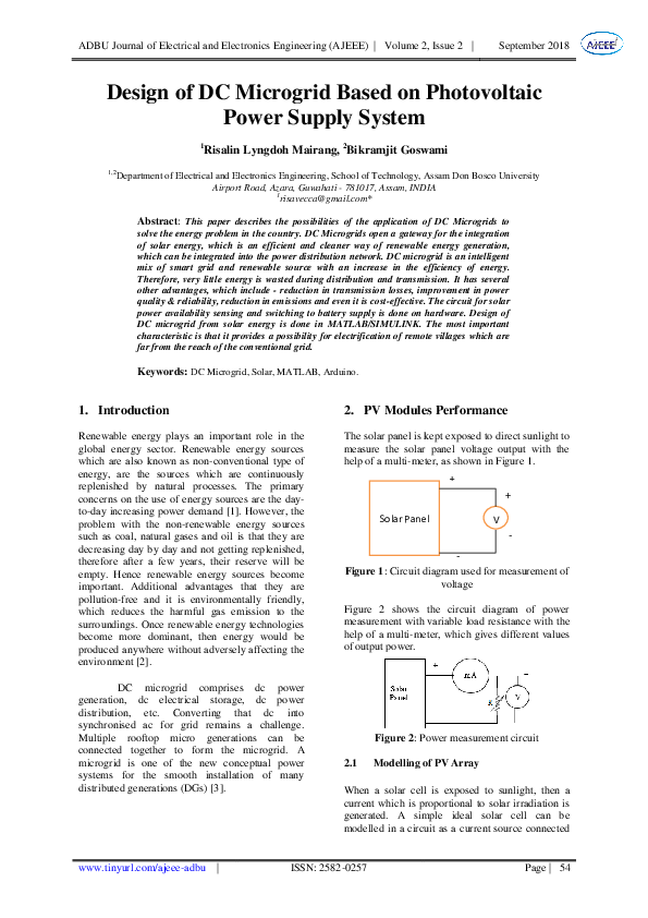 (PDF) Design of DC Microgrid Based on Photovoltaic Power Supply System