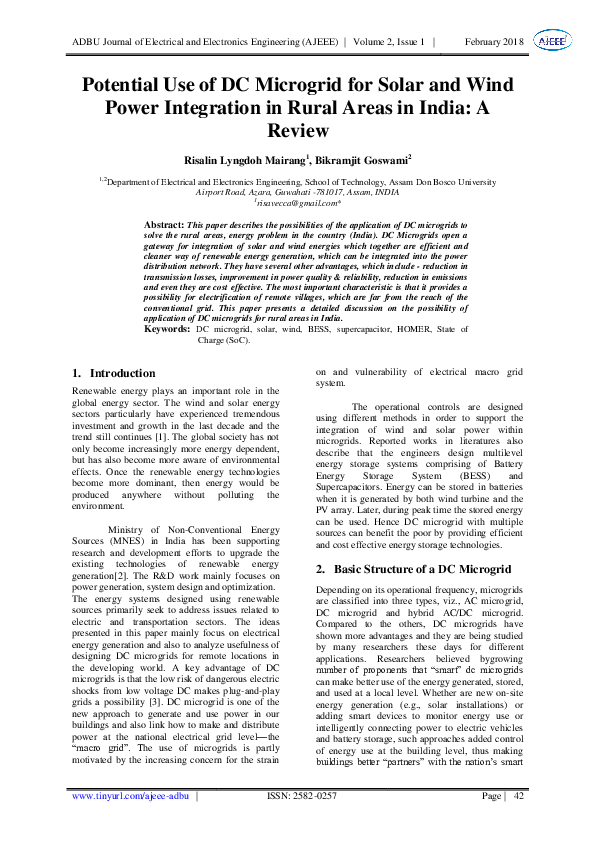 (PDF) Potential Use of DC Microgrid for Solar and Wind Power ...