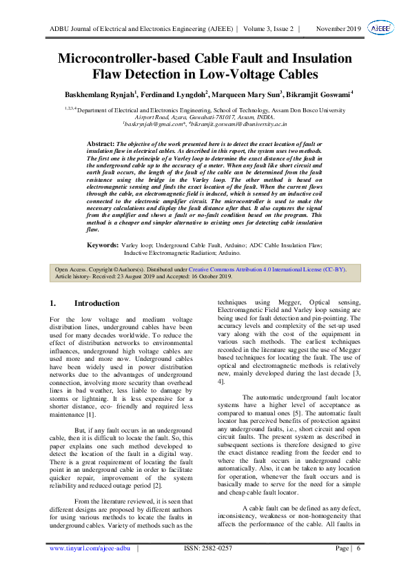 (PDF) Microcontroller-based Cable Fault and Insulation Flaw Detection ...