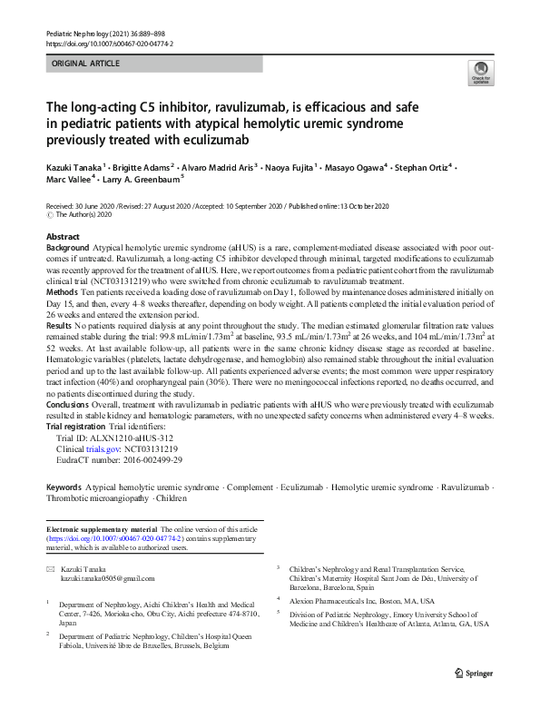 (PDF) The long-acting C5 inhibitor, ravulizumab, is efficacious and ...