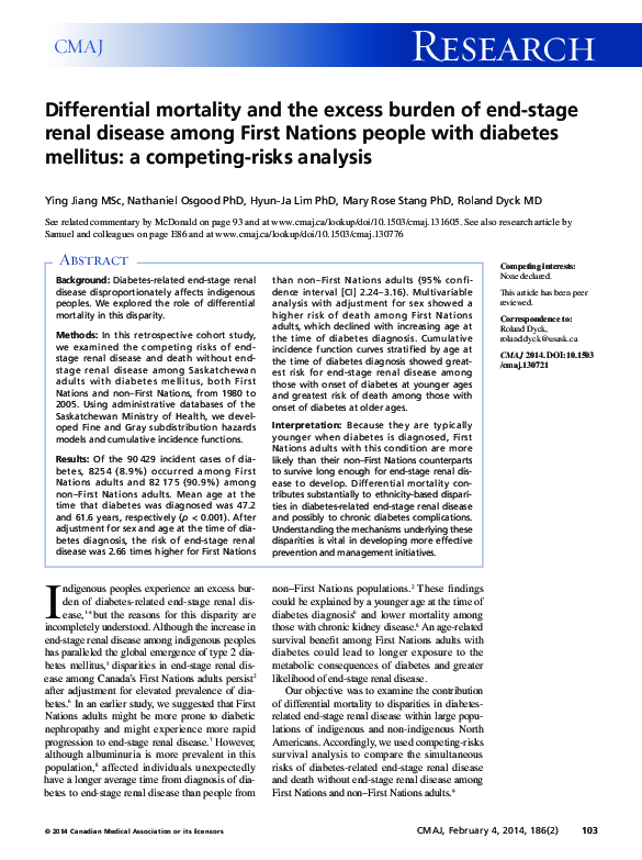 (PDF) Differential mortality and the excess burden of end-stage renal ...