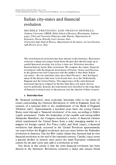 (PDF) Italian city-states and financial evolution