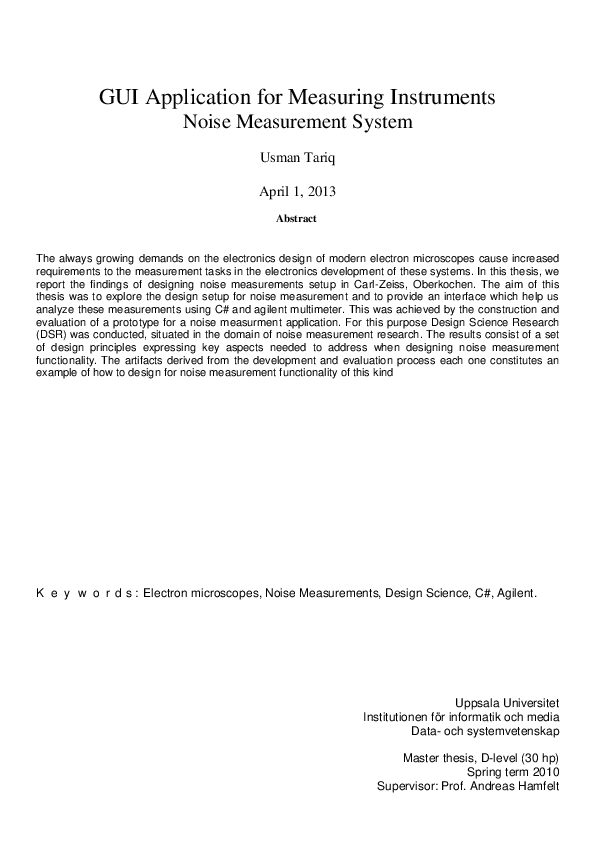 (PDF) GUI Application for measuring instrument. : Noise measurement system