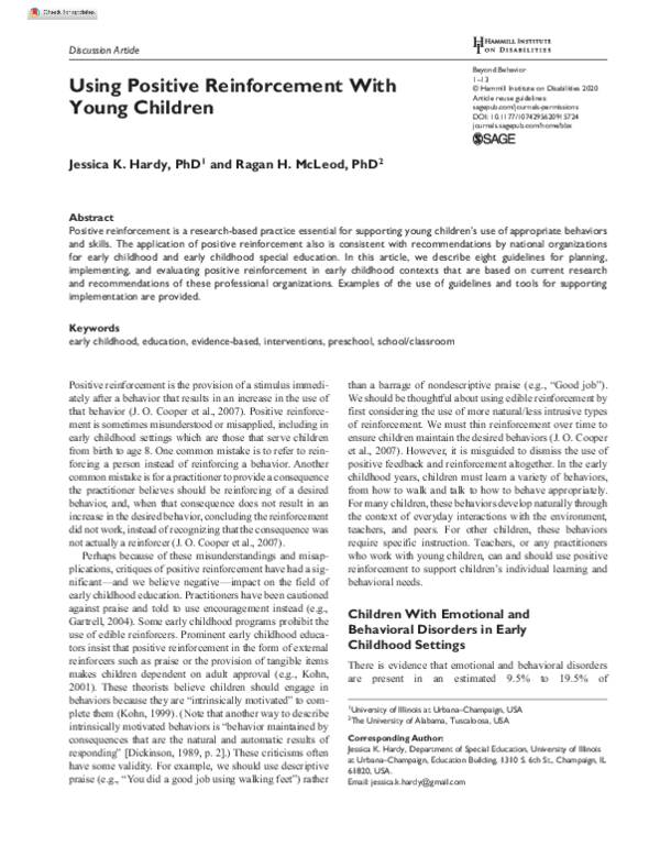 (PDF) Using Positive Reinforcement With Young Children