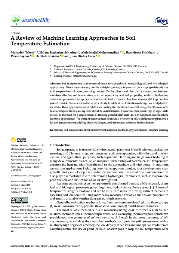 (PDF) A Review of Machine Learning Approaches to Soil Temperature Estimation