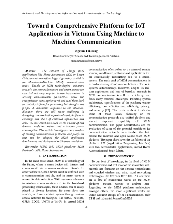 (PDF) Toward a Comprehensive Platform for IoT Applications in Vietnam ...