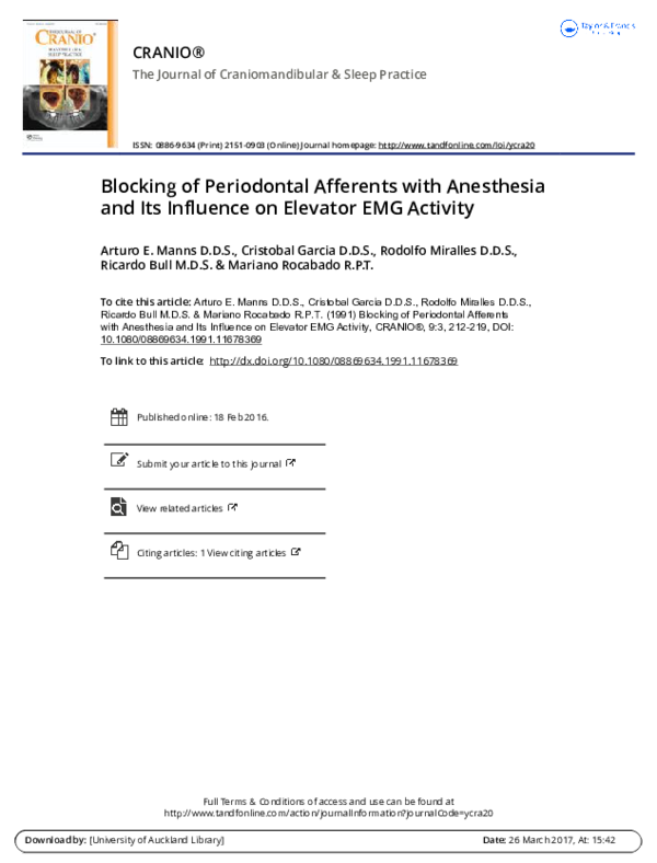 (PDF) Impact of Periodontal Anesthesia on EMG Activity