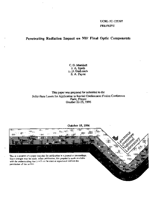 (PDF) Penetrating radiation impact on NIF final optic components