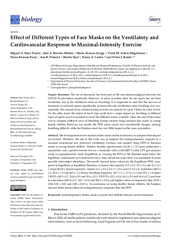 (PDF) Effect of Different Types of Face Masks on the Ventilatory and ...