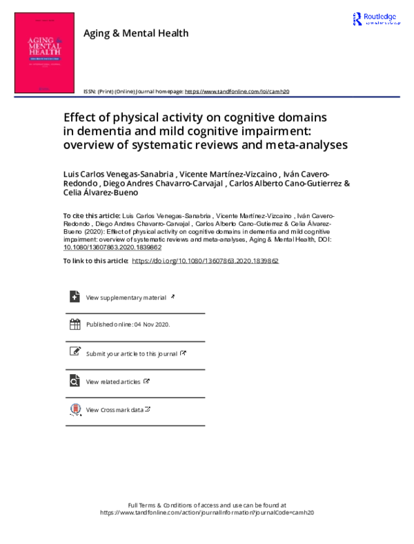 (PDF) Effect of physical activity on cognitive domains in dementia and ... (PDF) Effect of physical activity on cognitive domains in dementia and ...