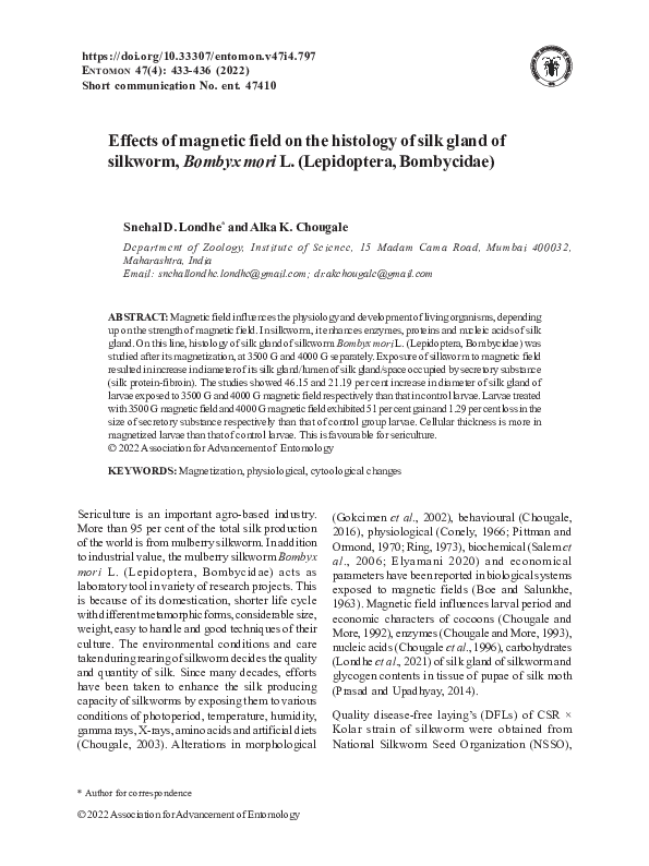 (PDF) Effects of magnetic field on the histology of silk gland of ...