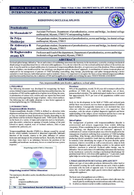 (PDF) Redefining Occlusal Splints