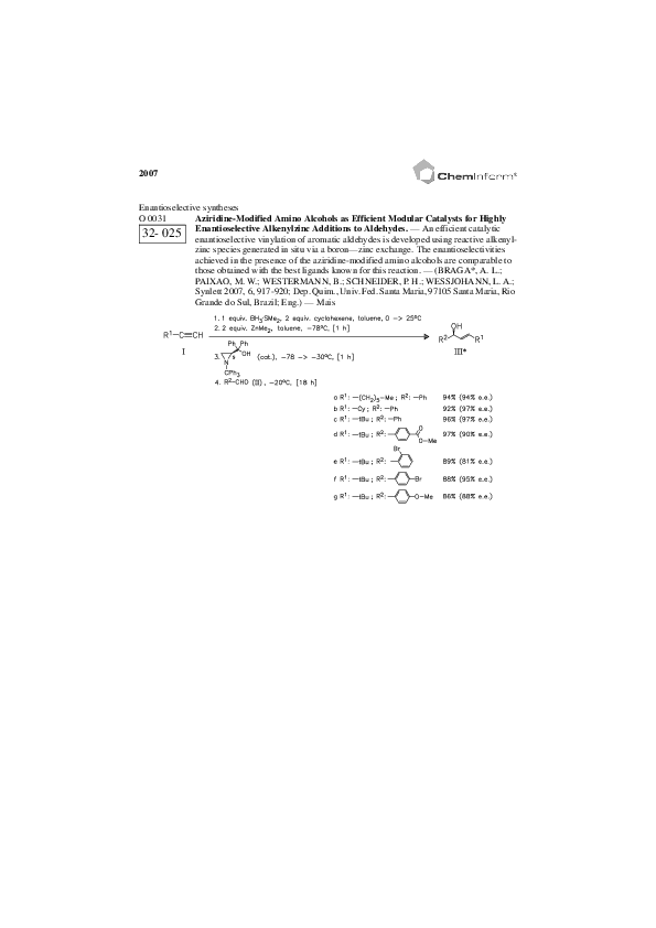 (PDF) Aziridine-Modified Amino Alcohols as Efficient Modular Catalysts for Highly ...