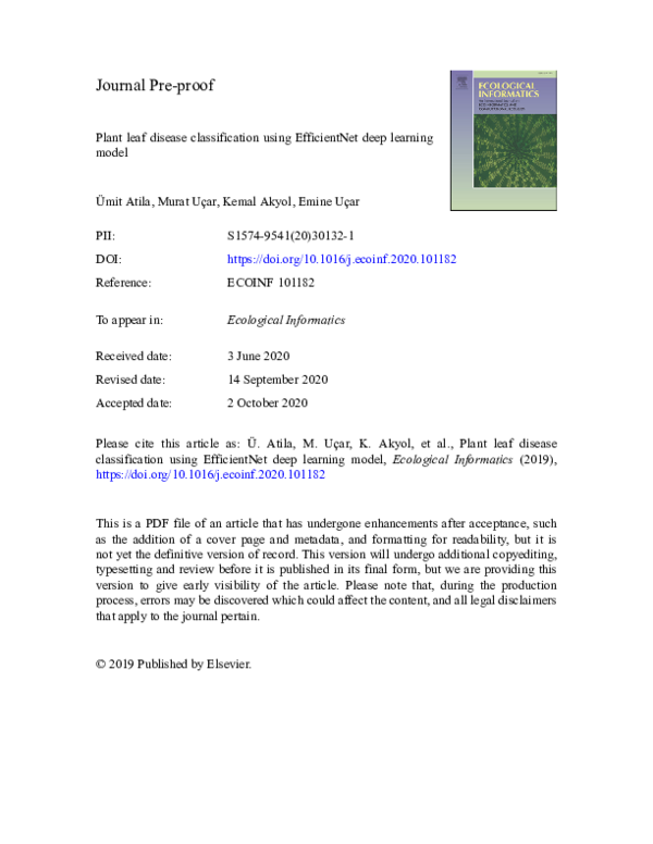 Pdf Plant Leaf Disease Classification Using Efficientnet Deep Learning Model