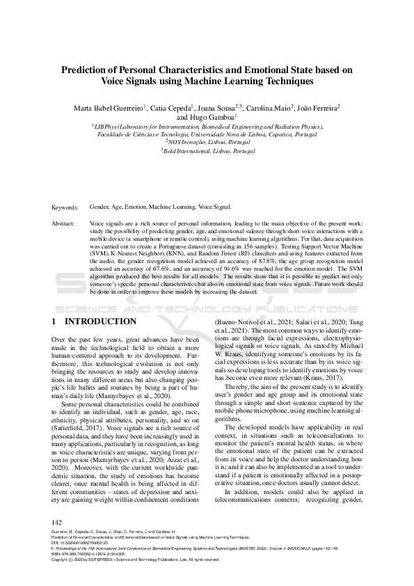 (PDF) Prediction of Personal Characteristics and Emotional State based on Voice Signals using ...