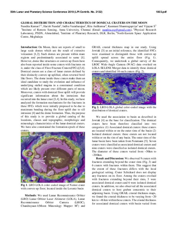 (PDF) Global Distribution and Characteristics of Domical Craters on the ...